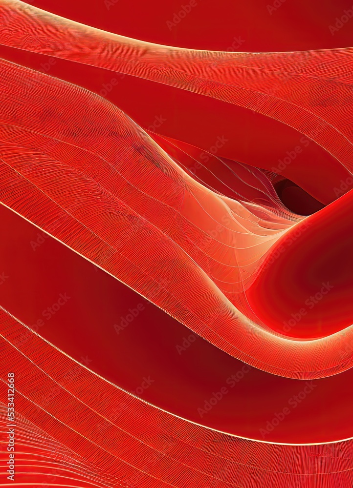 Graphic design elements that look as if pure, intense, passionate red ...