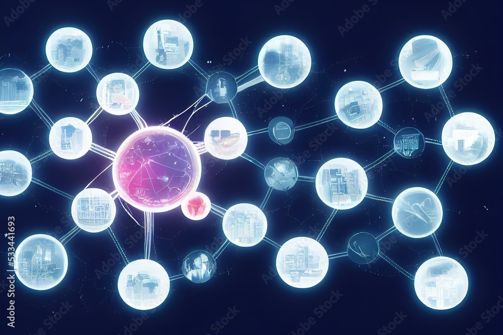 anime style, Modern cityscape and communication network concept ...