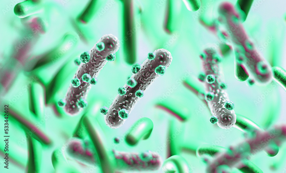 Microbacterias y organismos bacterianos. fondo de biología y ciencia ...
