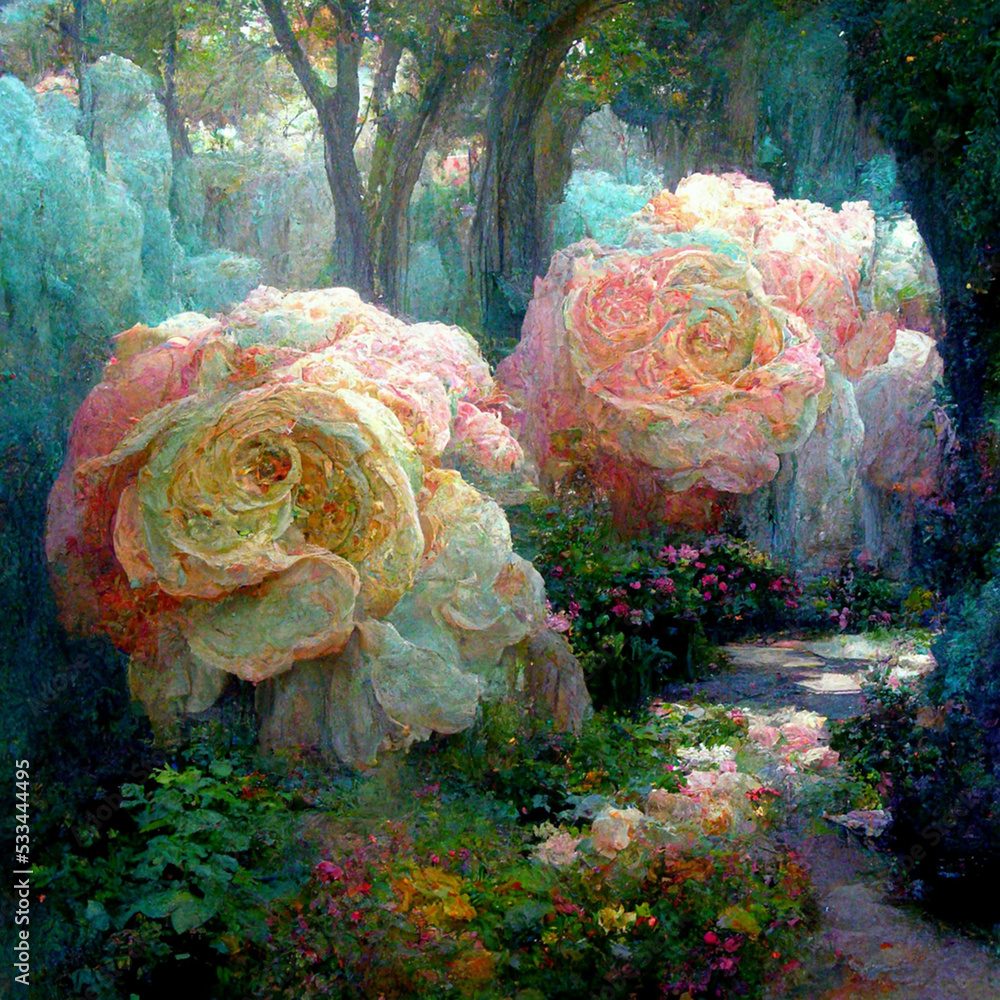 Beautiful roses garden. Spring flower background, shallow depth of ...