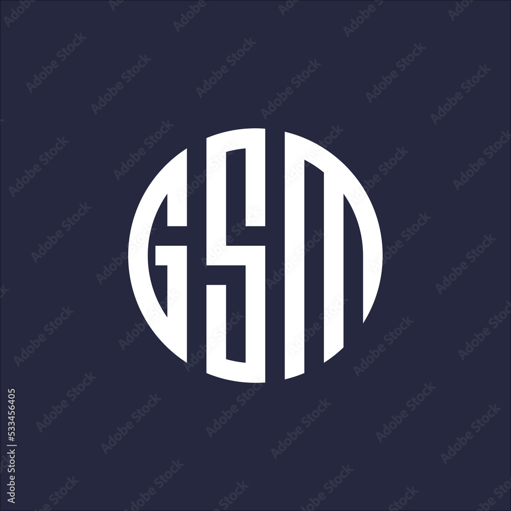 GSM lettering line logo design. Minimal creative monochrome monogram ...