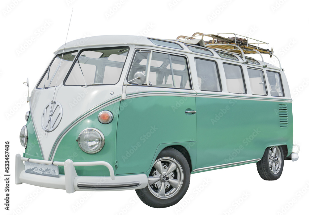 Historic van with baggage rack Stock Photo | Adobe Stock