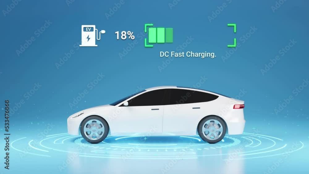 Generic Electric Vehicle fully charging battery using DC fast charger ...
