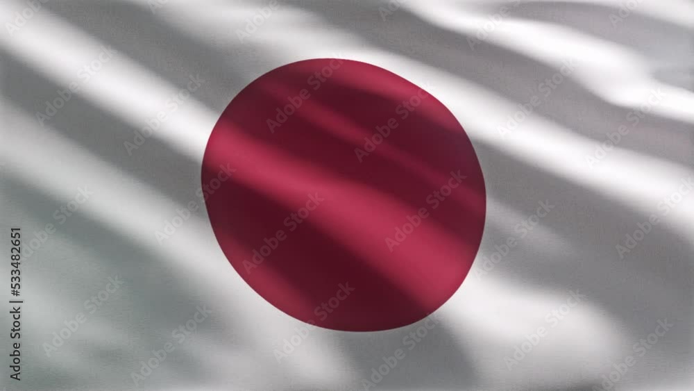 Wind shaking the japan country flag with a red circle in the white ...