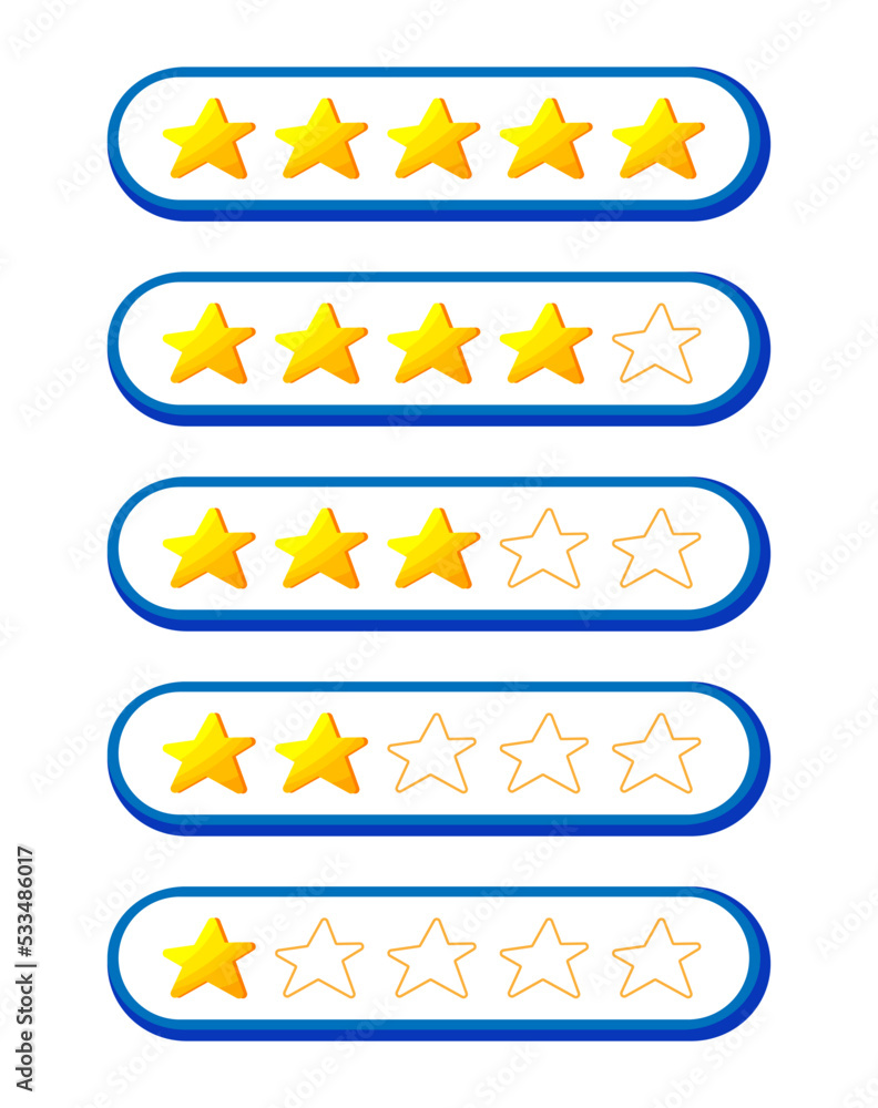 Yellow stars rating. Feedback evaluation in flat design. Rank quality ...