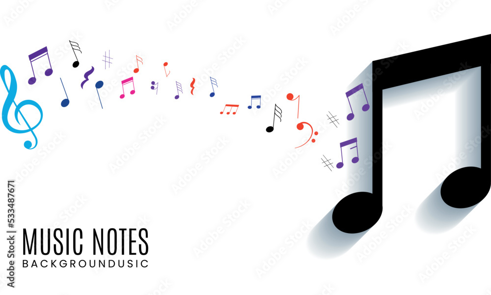 colorful music notes wallpaper, music background wallpaper vector Stock ...