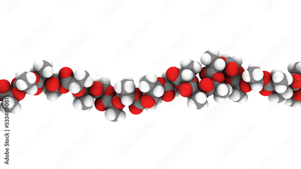 Polylactic acid (PLA, polylactide) bioplastic, chemical structure ...