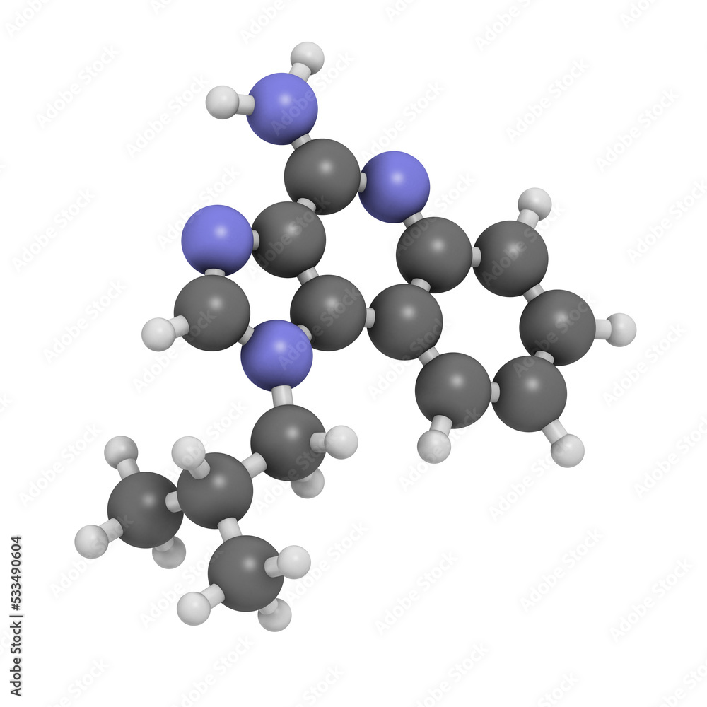 Imiquimod topical skin cancer drug, chemical structure. Stock ...