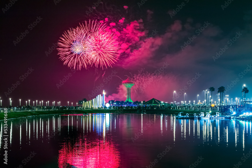 Fireworks at Al Khobar, Saudi Arabia September 23 2022 National Day ...