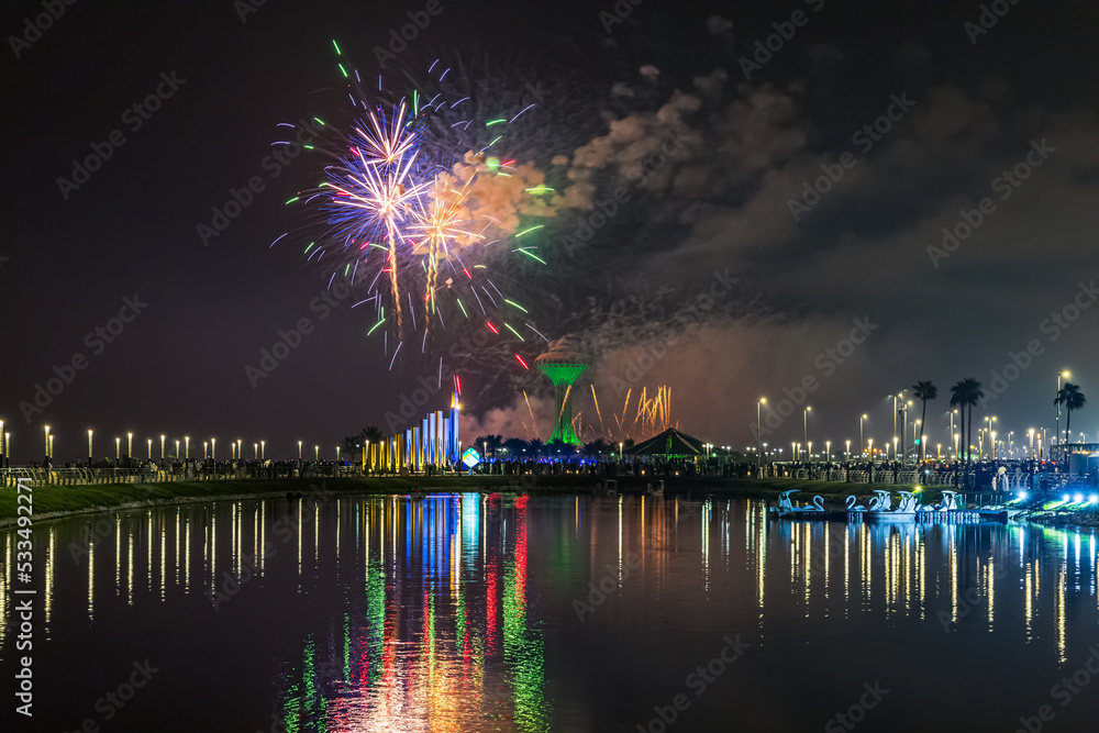 Fireworks at Al Khobar, Saudi Arabia September 23 2022 National Day ...