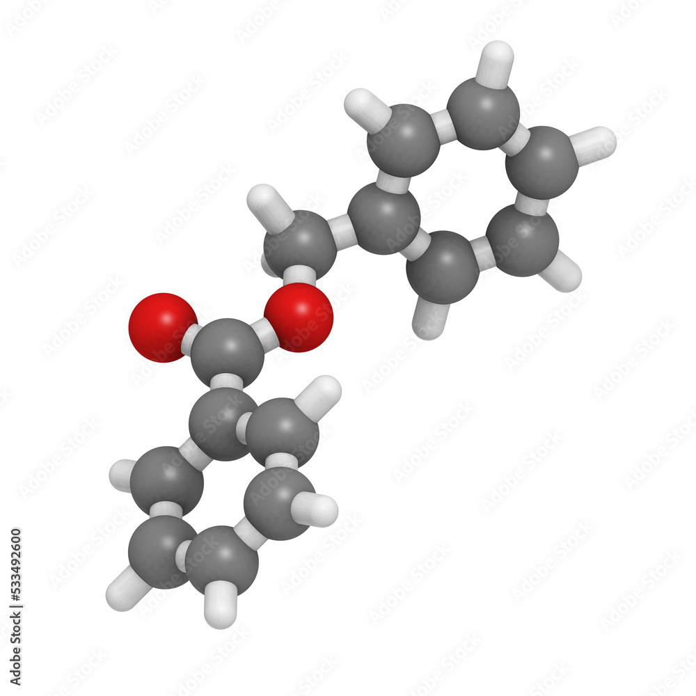 Benzyl benzoate insecticide molecule, chemical structure. Stock ...