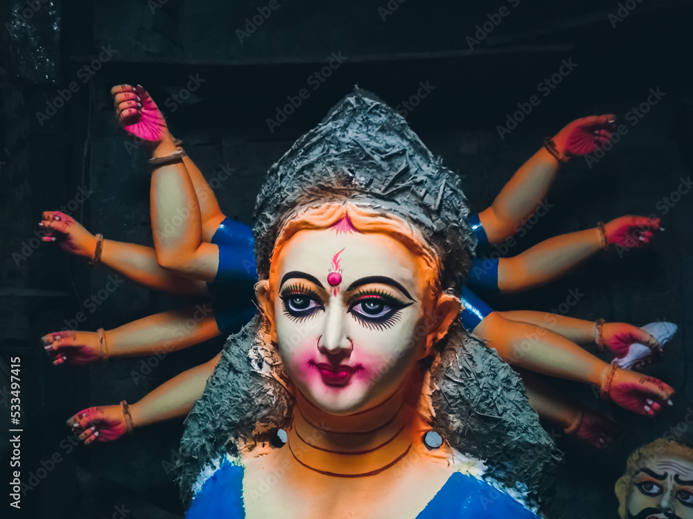 Hindu goddess devi face making portrait of devi durga Stock Photo ...