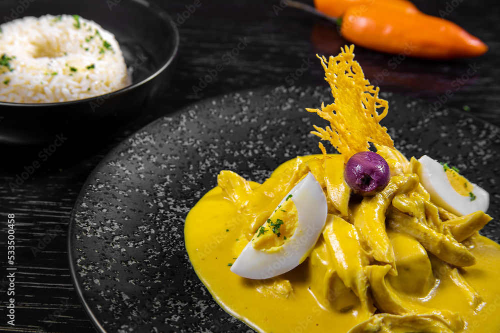 typical peruvian food, aji de gallina Stock Photo | Adobe Stock