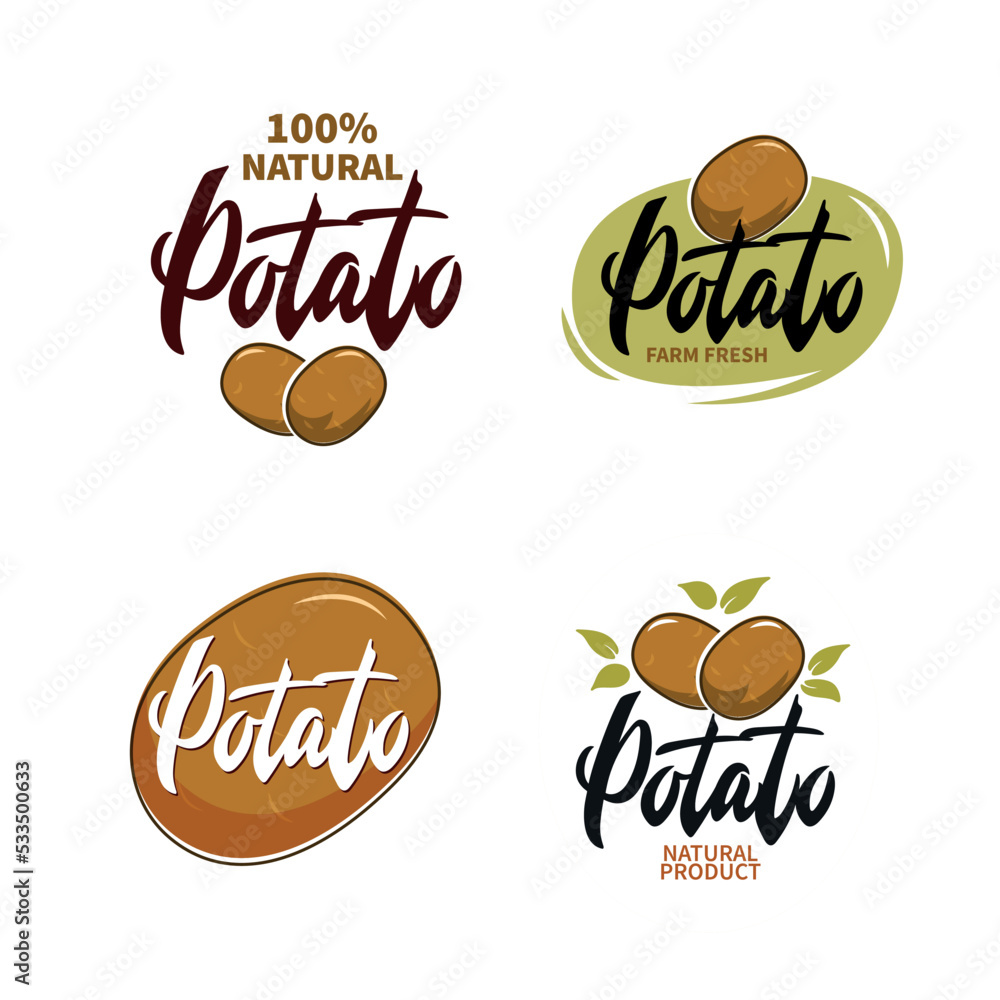 Set of hand drawn potato icon. Vector illustration with handwritten ...