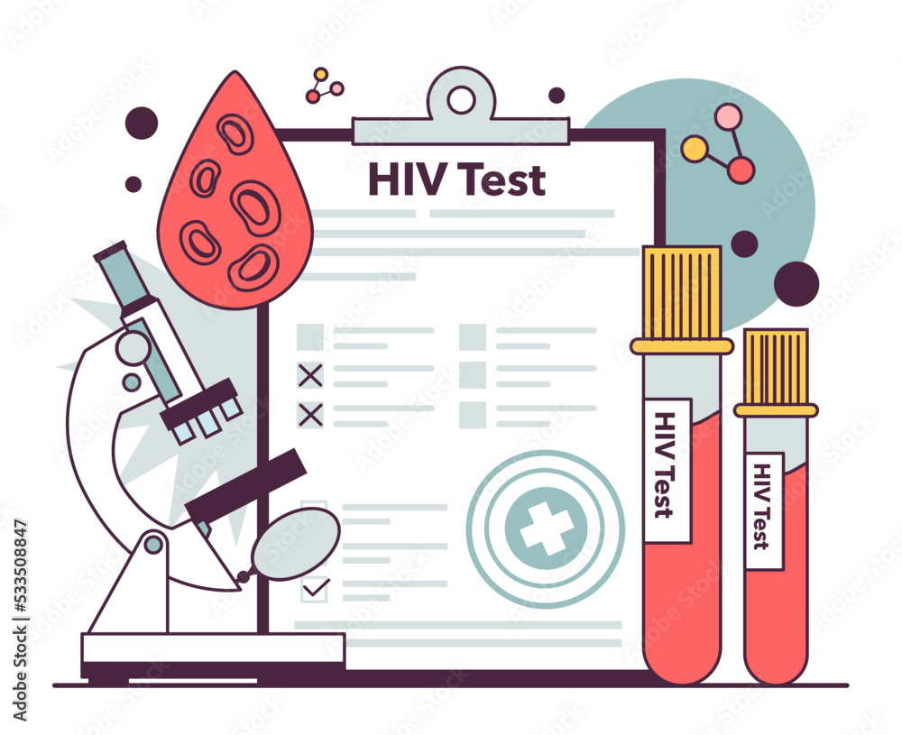 HIV test. Laboratory tube with blood. AiDs, immunodeficiency Stock ...