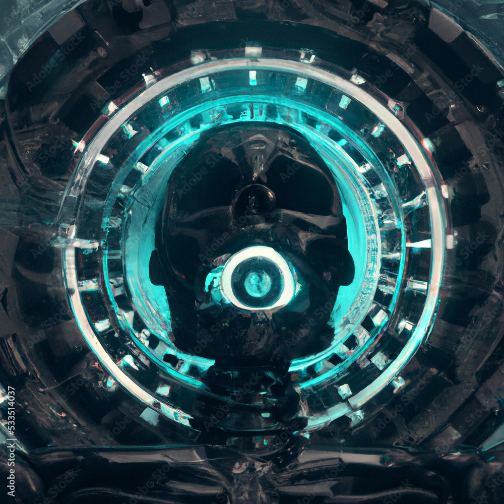 Dark robotic skeleton digital illustration of science fiction screaming ...