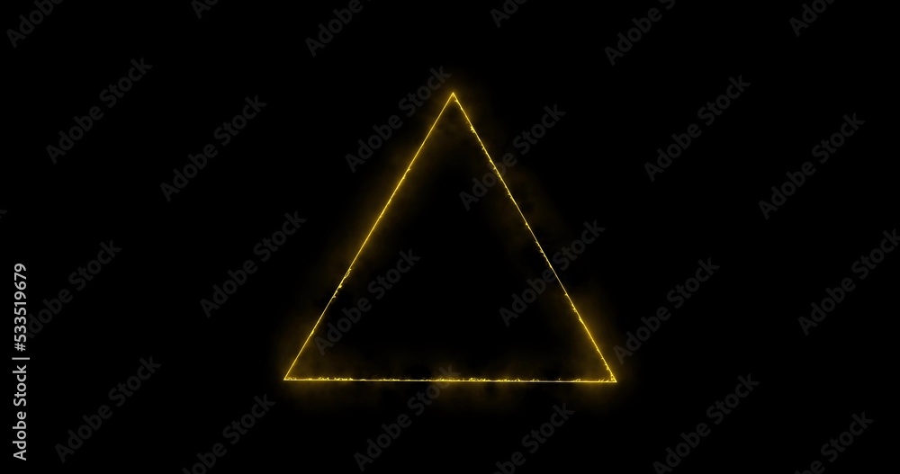 Fire triangle on a black background. Abstract hot triangle, flame frame ...