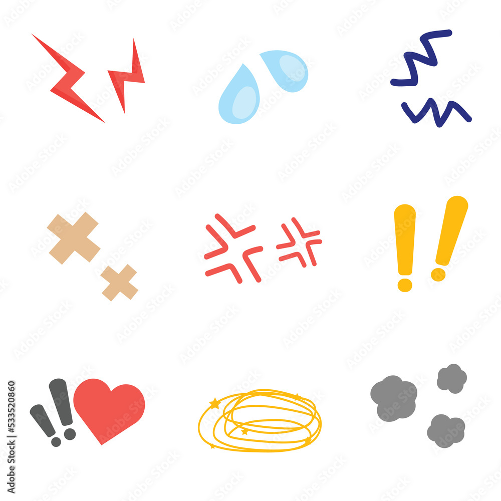 Set Comic Emotions and elements - Vector illustration.Stock cartoon ...