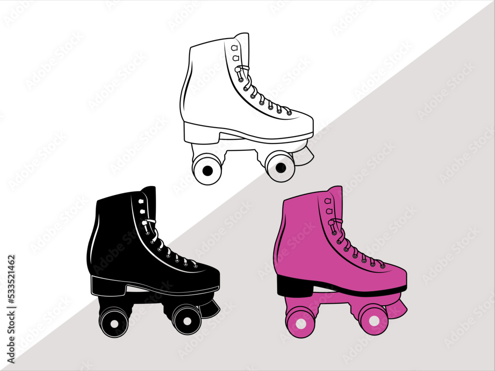 Roller Skates svg, Roller Skates Clipart, Split Roller Skates, Roller ...