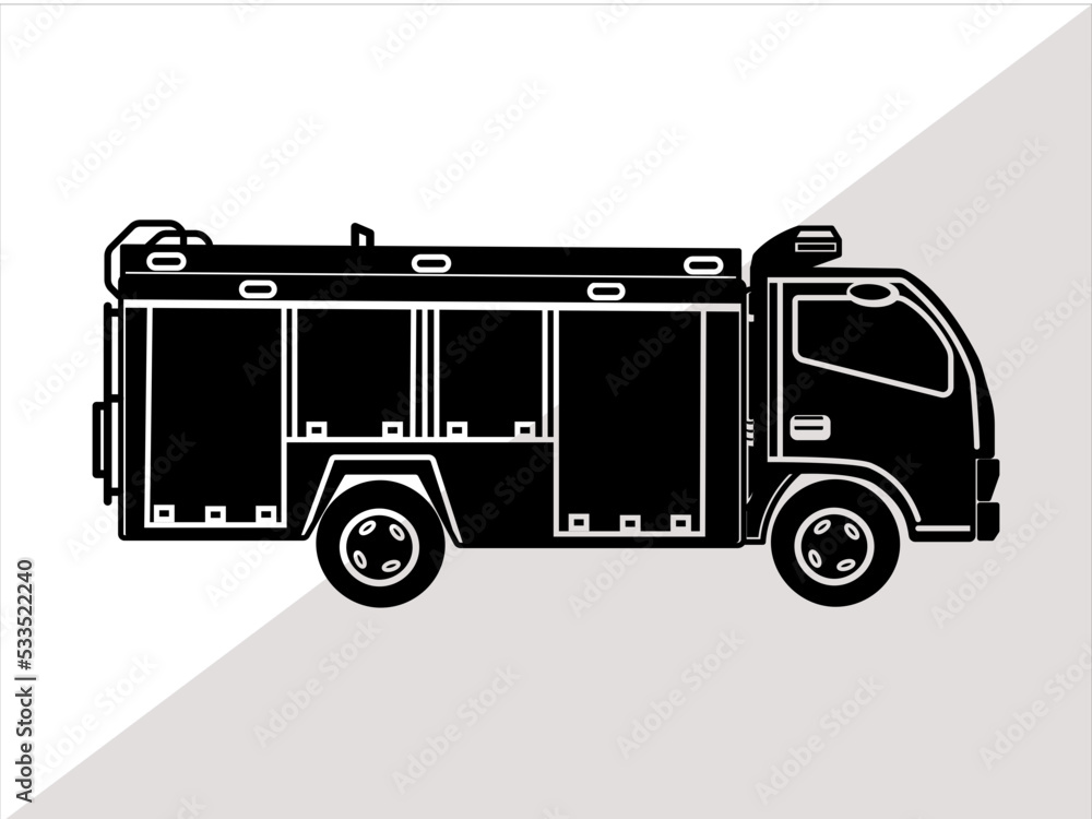 Vektorová grafika „Fire Truck With Ladder Svg, Fire Engine Svg ...