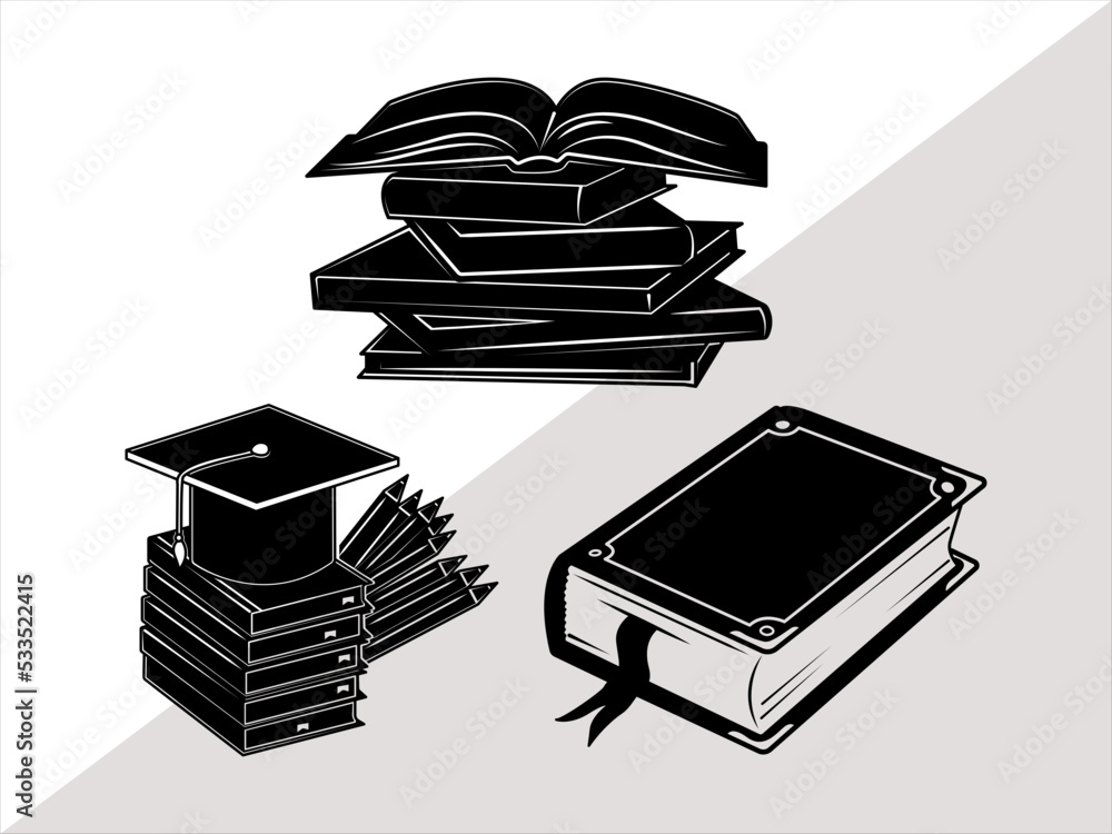 Books SVG | Books SVG Bundle | Books Silhouette | Books Cut File | Book ...