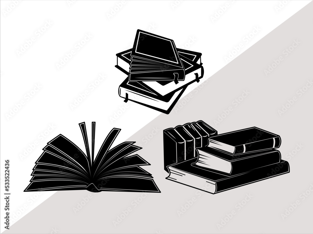 Books SVG | Books SVG Bundle | Books Silhouette | Books Cut File | Book ...