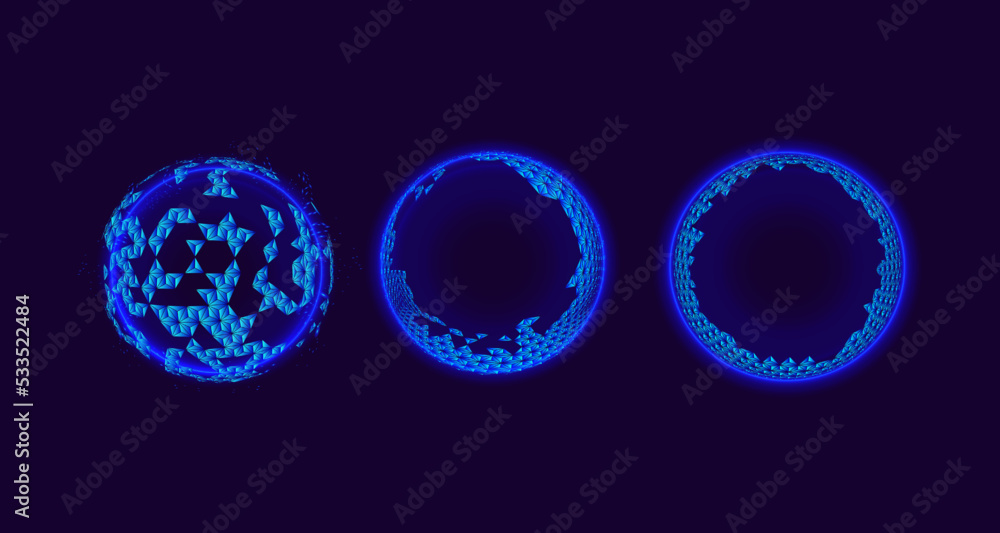 Abstract Geometric cricle globe shapes set collection, Cyberpunk retro ...