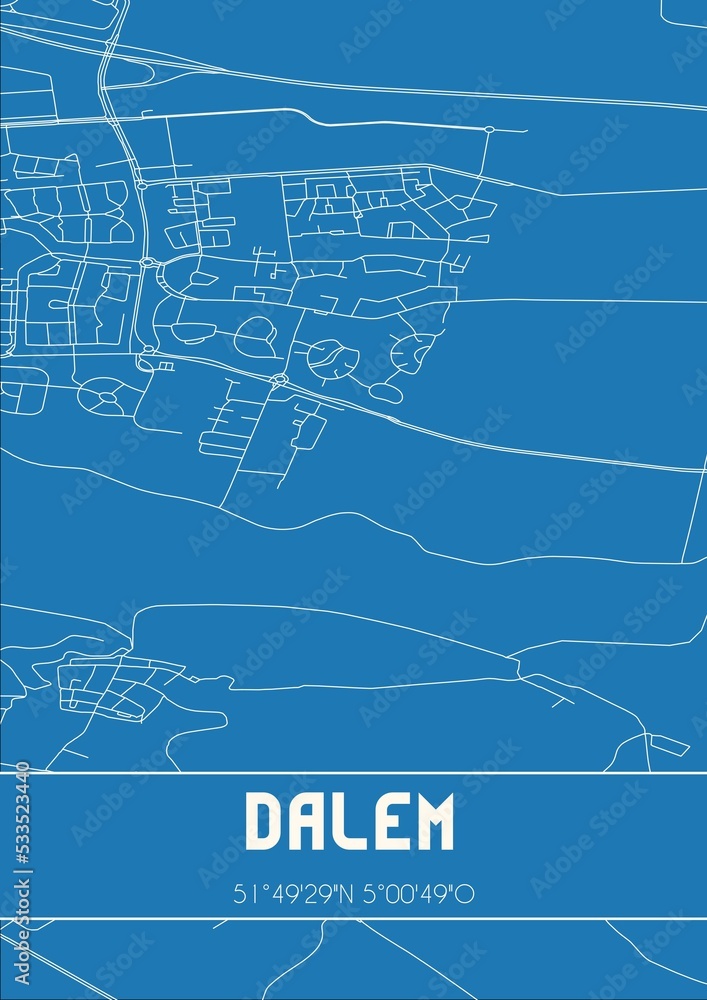 Blueprint of the map of Dalem located in Zuid-Holland the Netherlands ...