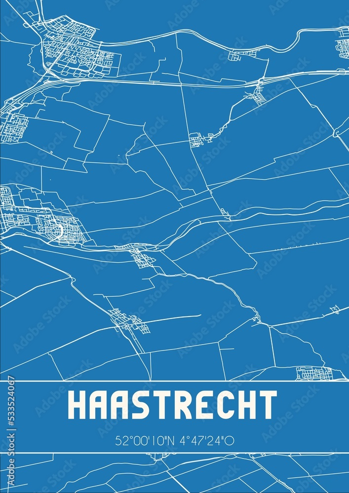 Blueprint of the map of Haastrecht located in Zuid-Holland the ...