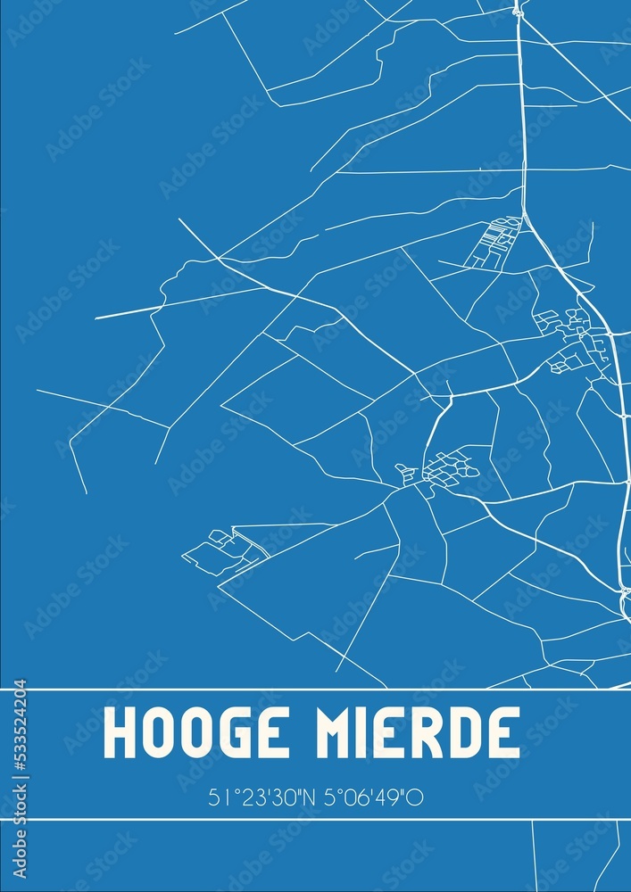 Blueprint Of The Map Of Hooge Mierde Located In Noord Brabant The Netherlands Stock