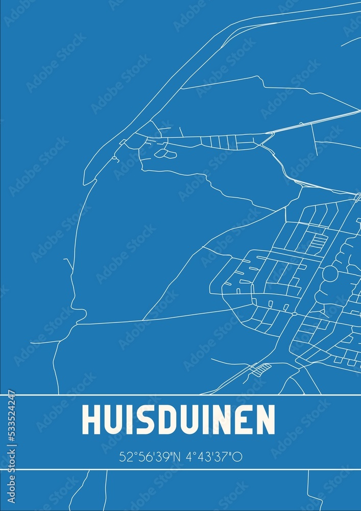Blueprint of the map of Huisduinen located in Noord-Holland the ...