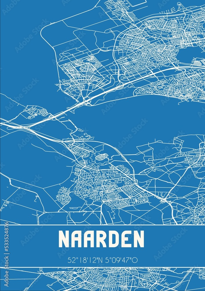 Blueprint of the map of Naarden located in Noord-Holland the ...