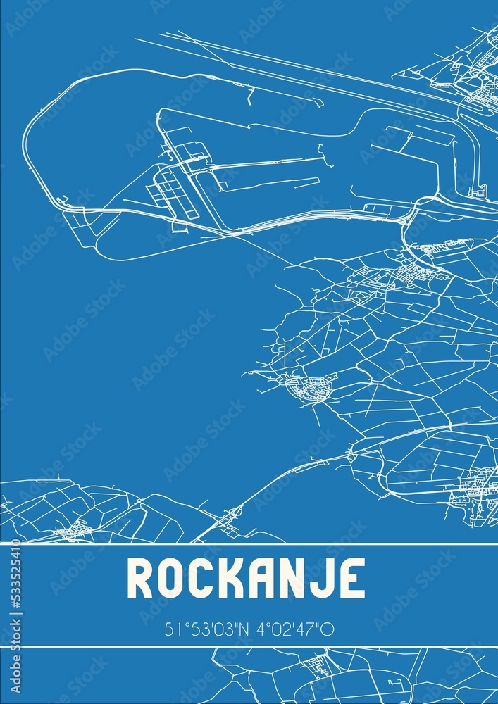 Blueprint of the map of Rockanje located in Zuid-Holland the ...