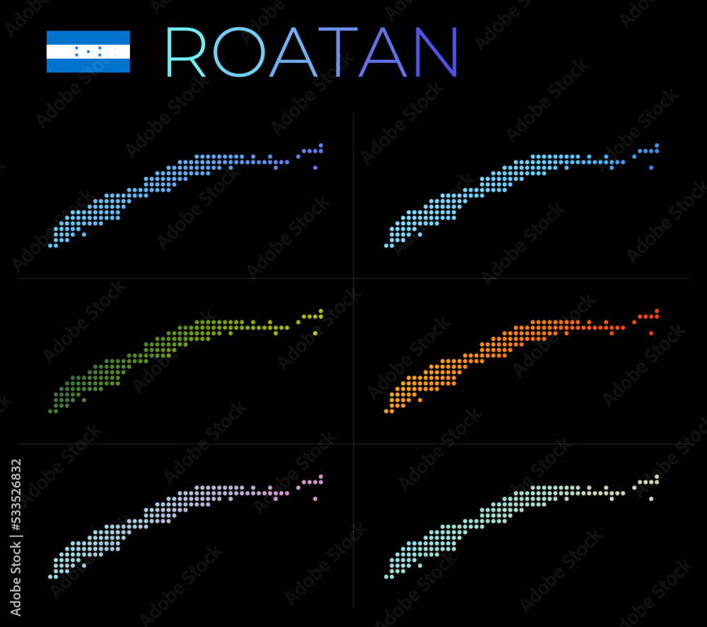 Roatan dotted map set. Map of Roatan in dotted style. Borders of the ...
