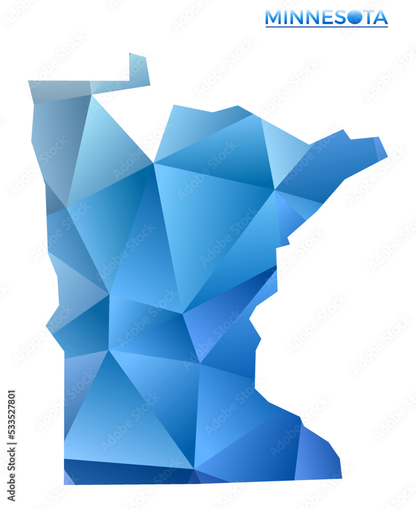 Vector polygonal Minnesota map. Vibrant geometric us state in low poly ...