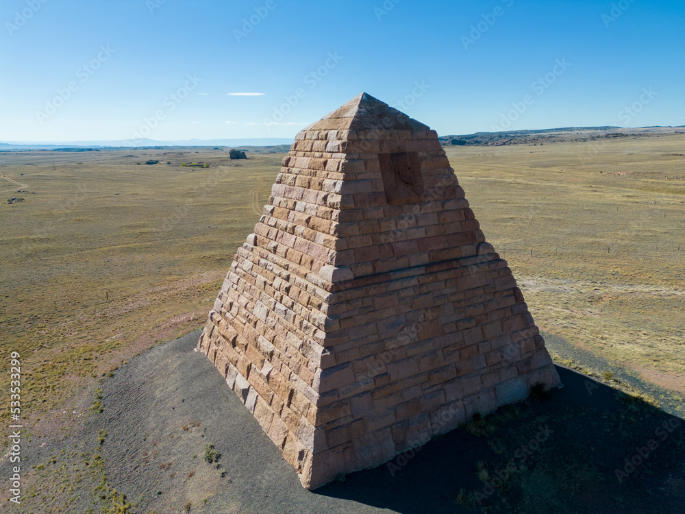 Union Pacific Railroad monument rock and stone pyramid in desert Stock ...