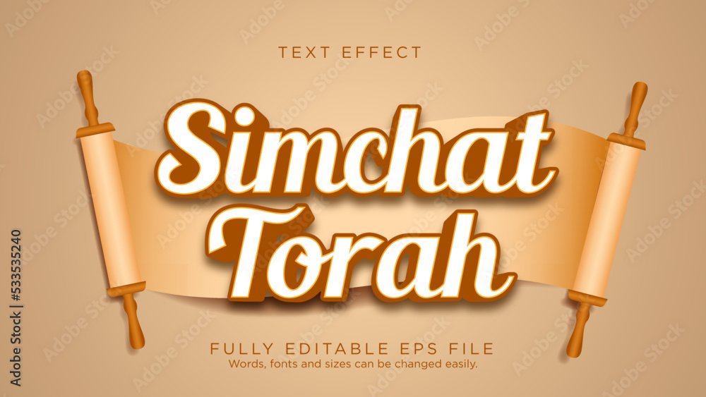 Simchat Torah Scroll bible Text Effect Font Type Template Stock Vector ...