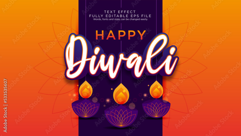 Happy Diwali The Indian Festival Celebration Text Effect Font Type ...