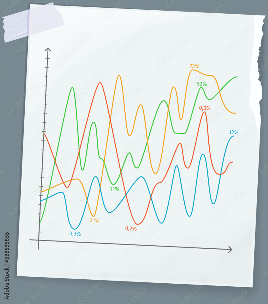 Hand drawn doodle curved lines multicolored graphics set with ...