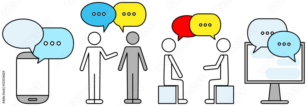 Speech bubble icon. Social media messages, comic bubbles and chats ...
