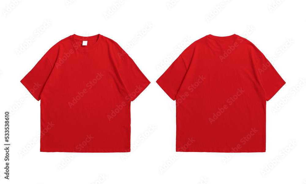 Oversize red t-shirt front and back isolated background Stock Photo ...