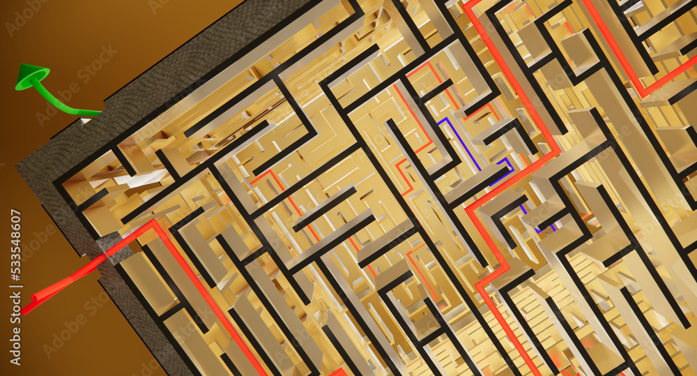 Mzae, success bar, graph of success, Find the Solution 3d maze,Arrow in ...