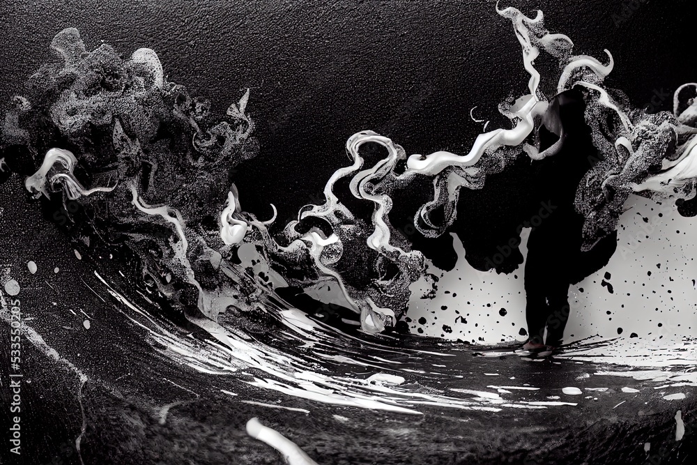 Exploring the color black. Computer-generated 3D image made to look ...