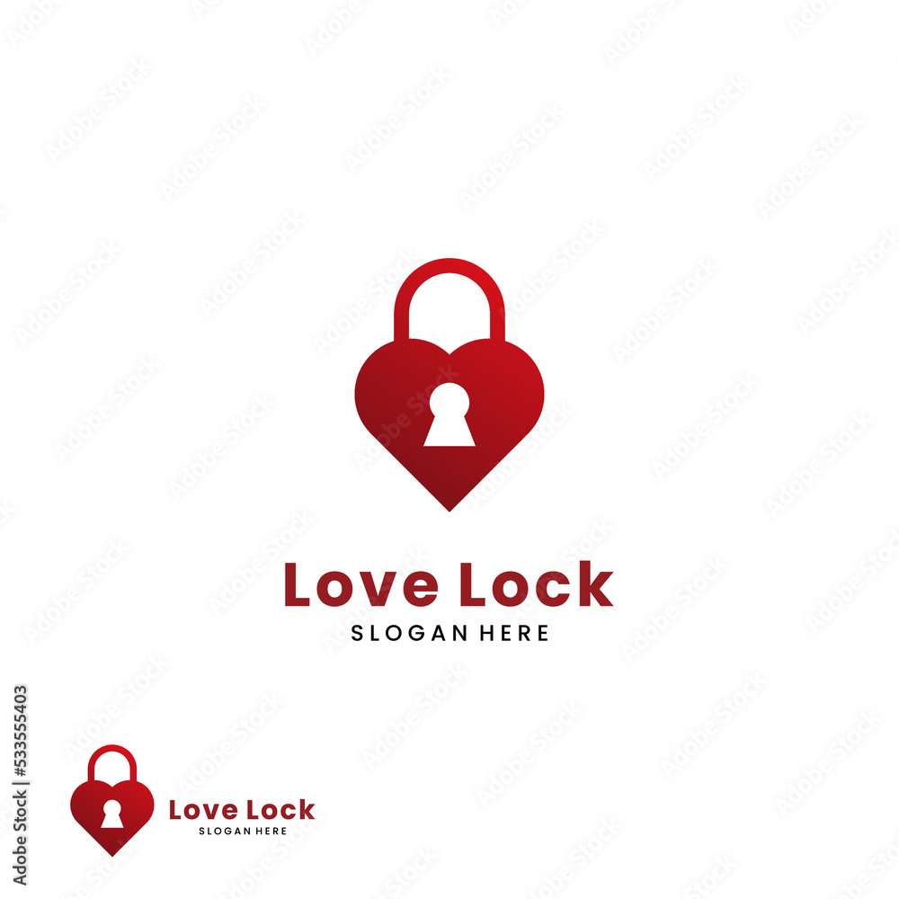 heart lock logo design, love icon combine with padlock logo concept ...