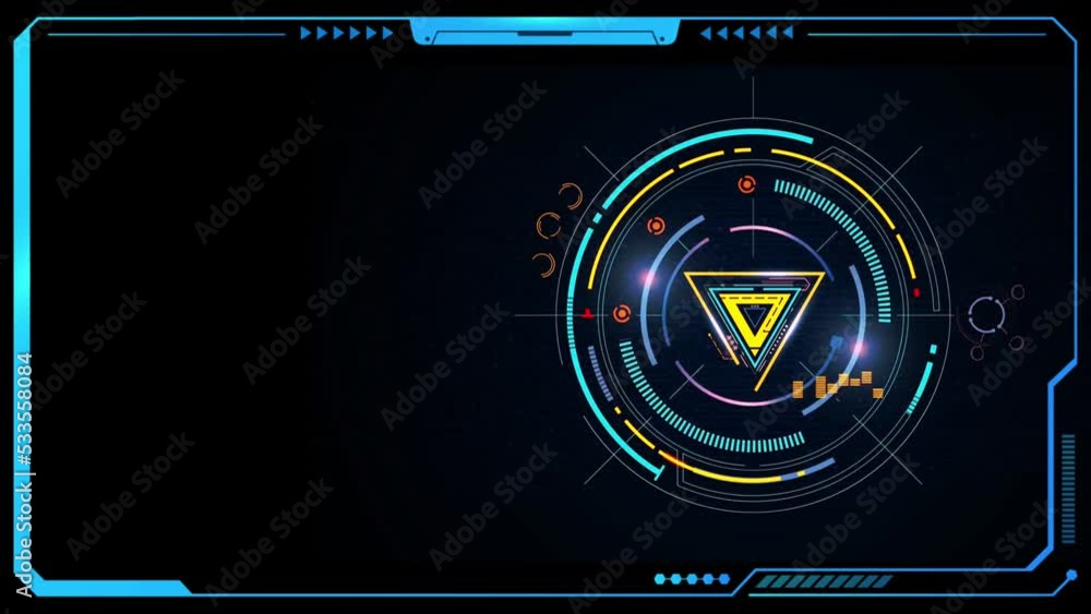 Animation blue HUD digital frame with blue light circle and space for ...