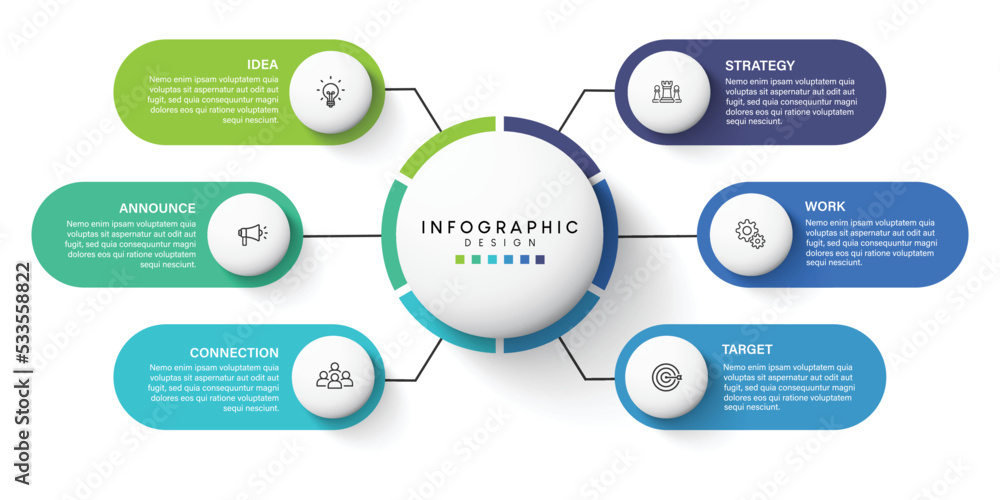 Steps Business Data Visualization Timeline Process Infographic Template Design With Icons Stock