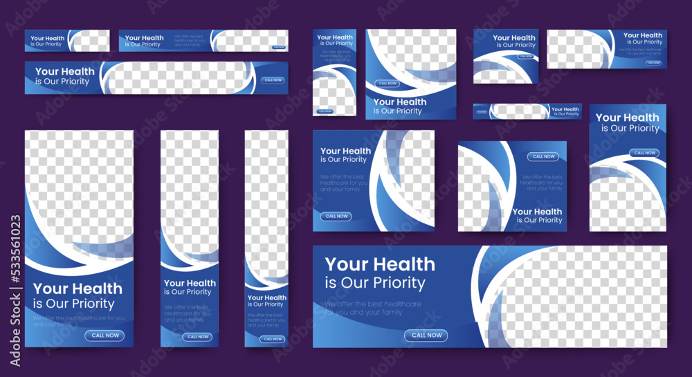 Medical Health banner design web template Set, Horizontal header web ...