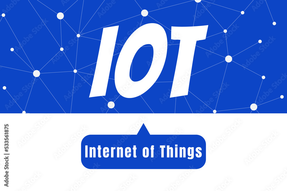 IOT Internet of Things background design in blue and white colors with ...