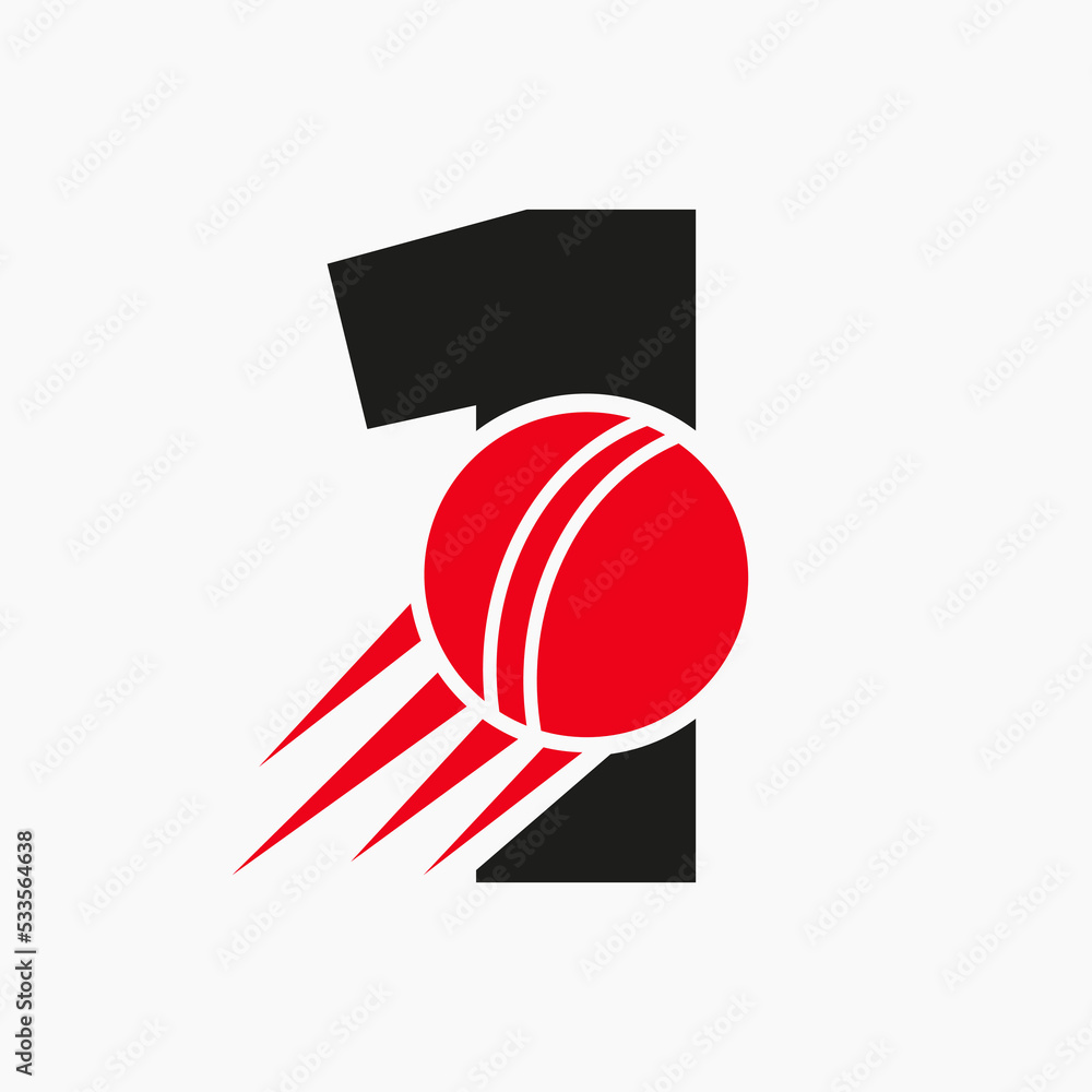 Letter 1 Cricket Logo Concept With Moving Cricket Ball Icon. Cricket ...