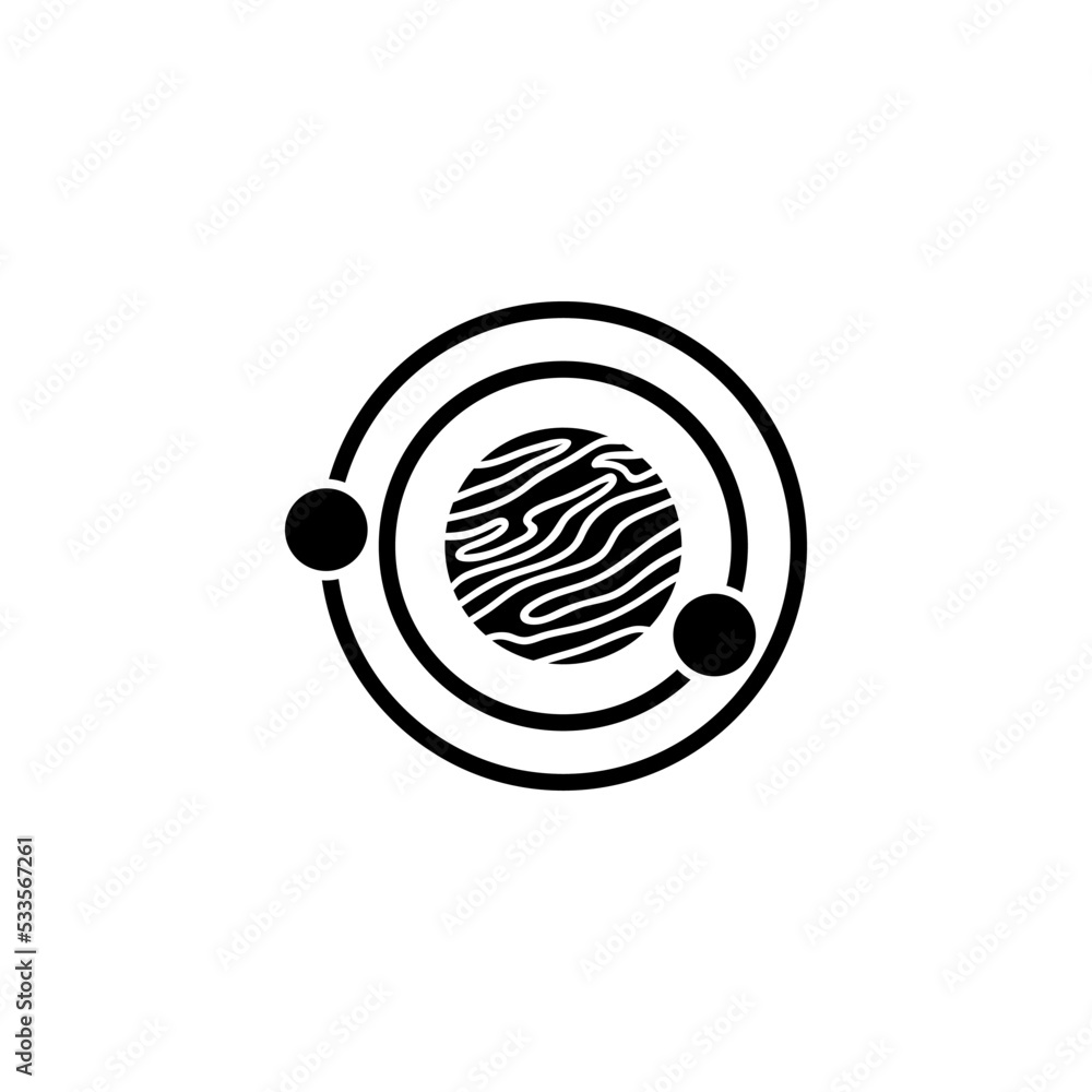 Mars Planet with Moons Phobos and Deimos. Flat Vector Icon illustration ...